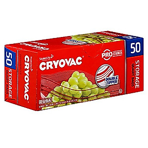 Diversey-100946911 CRYOVAC Resealable Double Zipper Quart Storage Bags (50 Bags)