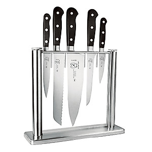 Mercer Culinary M23500 Renaissance 6-Piece Forged Knife Block Set, Tempered Glass Block