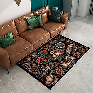 Neo Traditional Sailor Jerry-Inspired Tattoo Flash Art Area Rug Rugs for Girls Nursery Home Decor Indoor Carpet Full Size (5x8, 4x6, 3x5)