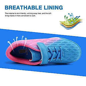 brooman Kids Indoor Soccer Shoes Boys Girls Soccer Cleats Athletic Turf Shoes (2,Blue Pink)