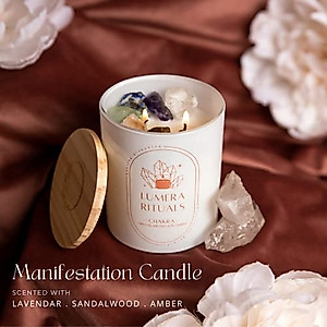 Crystal Candle, Chakra Candle, Spiritual Candle, Intentional Meditation Candles, Candles with Crystals Inside, Manifestation Candle, Healing Stones Crystal Candles, Real Crystal Healing Candle