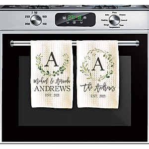 CANARY ROAD Couple Two Towel Set | Personalized Waffle Weave Kitchen Towel | Housewarming Gift | Wedding Gift | Personalized Dish Towel | Engagement Gift