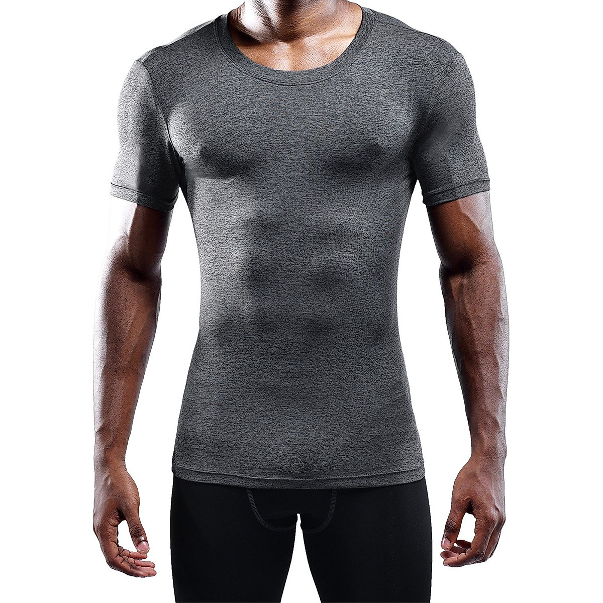 NELEUS Men's 3 Pack Athletic Compression Workout Short Sleeve Shirts,5011,Black,Grey,White,XL,EUR 2XL
