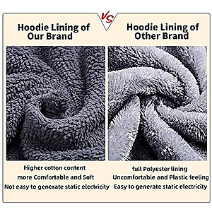 IGEEKWELL Hoodies for Men Full Zip Up Heavyweight Sweatshirt - Sherpa Lined Winter Jacket, Navy, S