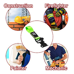 COOLJOB Metal Glove Holder Clips for Work, Hard Hat Keeper Accessories for Men, Heavy Duty Safety Clamp Holder, Firefighter Turnout Gear Helmet Strap for Belt, High-vis Fluorescent Yellow, 2 Pcs