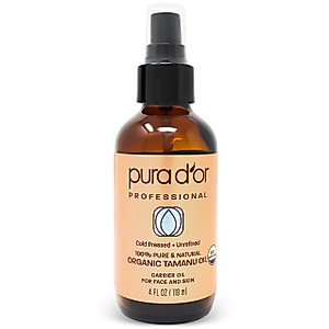 PURA D'OR 4 Oz Organic Tamanu Oil - USDA Certified 100% Pure & Natural Cold Pressed Carrier Oil, Premium Grade Moisturizer Helps Reduce Appearance of Scars & Wrinkles - For Skin & Hair - Men & Women