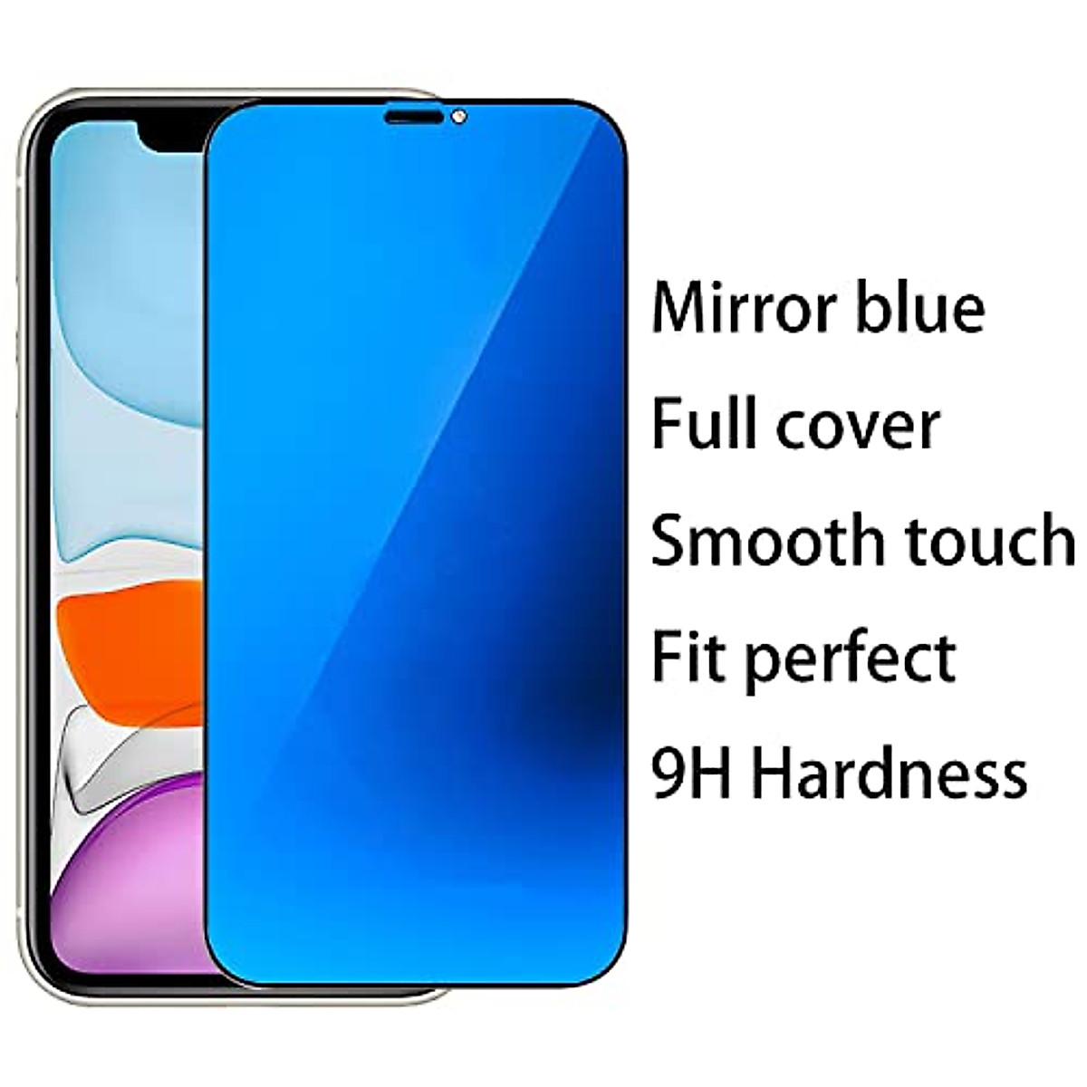 BWEDXEZ 2 Pack Anti-Blue Privacy Tempered Glass Suit for iPhone 11 / iPhone XR Mirror Anti-Spy Screen Protector Anti-Peeping Film Electroplated 9H Hardness Anti-scratch 6.1 inch (Blue)