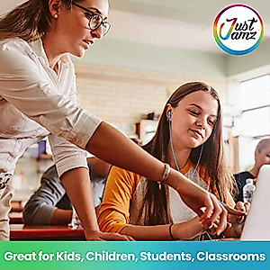 JustJamz Bulk Earbuds Bits, 100 Pack of Colorful in-Ear Earbuds, 3.5mm Stereo in-Ear Earphones, Bulk Earbuds, Disposable Headphones, Multi-Color Earphones for Schools, Kids, Classrooms & Libraries