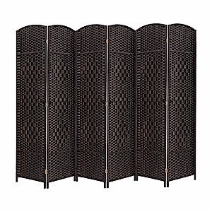 Lazyland Divider Folding Privacy Screen with Diamond Double-Weave Room dividers and Freestanding Room Dividers Privacy Screens for Indoor and Outdoor (6, Coffee)