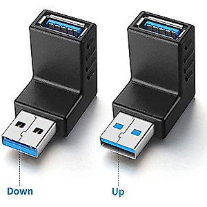 URWOOW Super-Speed USB 3.0 Adapter Converter Coupler Connector 90 Degree Male to Female Combo Vertical (Up and Down Angle)