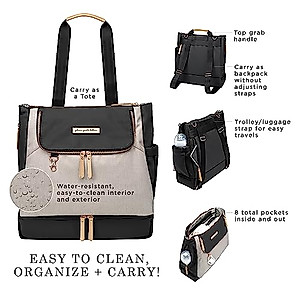 Petunia Pickle Bottom Pivot Backpack | Multiple carrying options (backpack or tote) | Insulated Pockets to Keep you Organized | Modern Silhouette with a Roomy Interior | Sand/Black