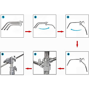 Sokani C Stand with Boom Arm [2023 New Upgrade Version] 100% Metal Max 10.8ft/330cm Adjustable Reflector Stand 4.2ft/128cm Holding Arm and 2 Pieces Grip Head, Bag Sandbag, Fish Mouth Clip included