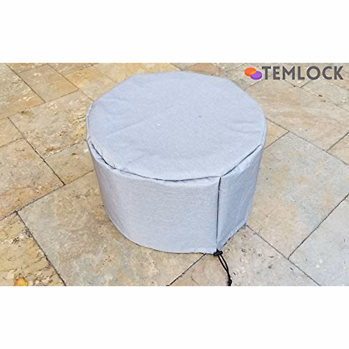 Temlock Cover Compatible with Breeo Fire PitxSeries 24 or Double Flame 24-Fits Standard or Sear Plate Model-Outdoor Water-Resistant Fire Bowl Protective Cover FPC-2400,Gray,24-inch fire pit