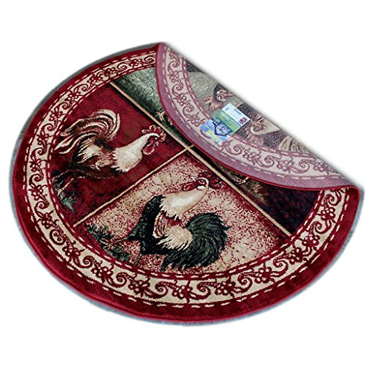 Rooster Style Round Area Rug Design L-379 (5 Feet 5 Inch X 5 Feet 5 Inch) Round