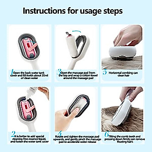 LogFaadCoi Grooming Brush, Pet Hair Brush with Water Tank Design for Cats & Dogs, Long Haired & Short Haired, Rabbits, Self Cleaning Brush, 1 Count, Blue