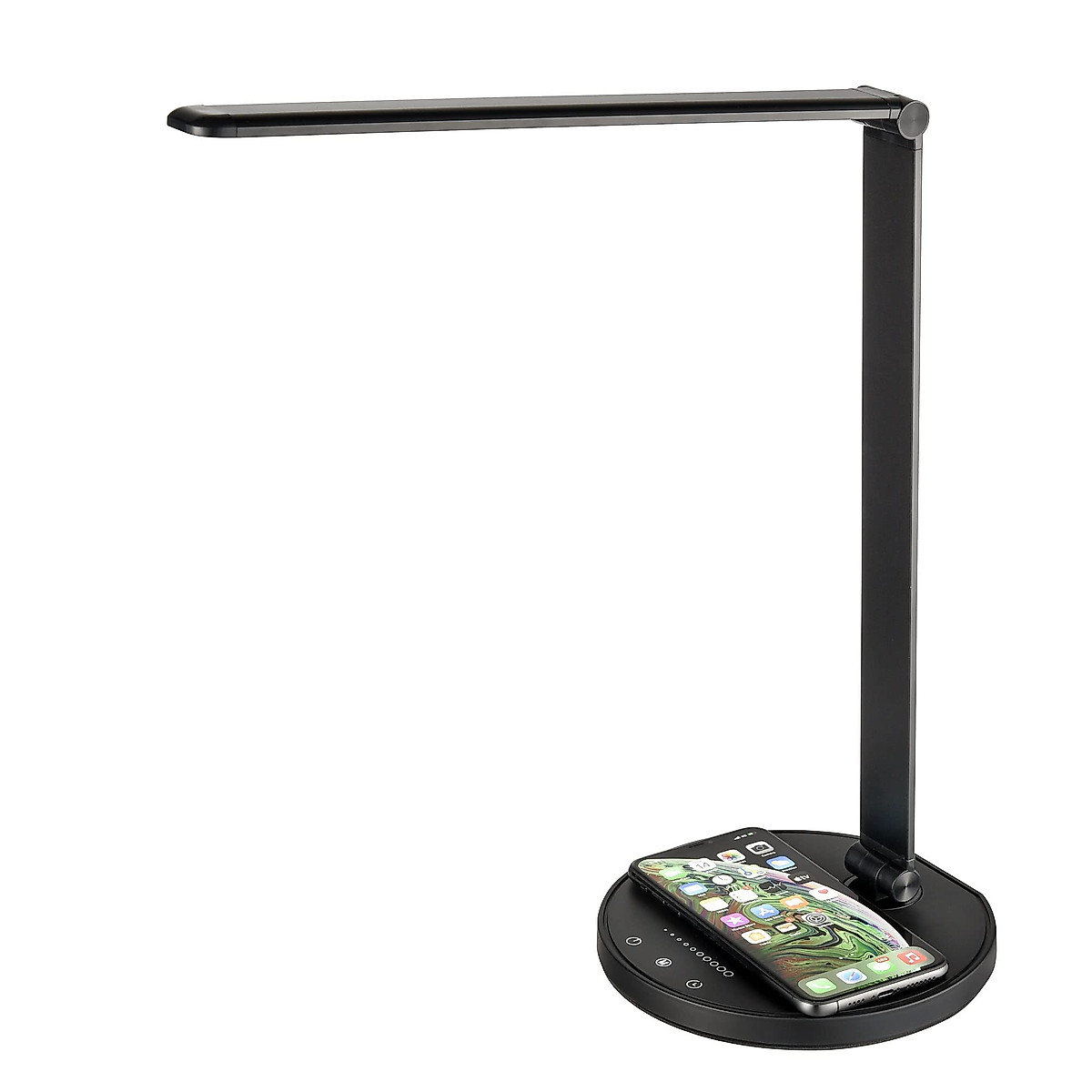 Fugetek LED Desk Office Lamp with Wireless Charger & USB Charging Port, 5 Light Color Modes, 5 Brightness Modes, Dimmer, Easy Touch Control, 30/60 Min Auto Off Timer, Eye-Caring, Black