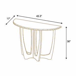 FINECASA Wooden Console Table, Half-Moon Entryway Table, Semicircle Narrow Side Table, Sofa Table for Living Room and Corridor, Foyer Table, Half Round Hallway Table, 43.4x17x30 Inches, Gray