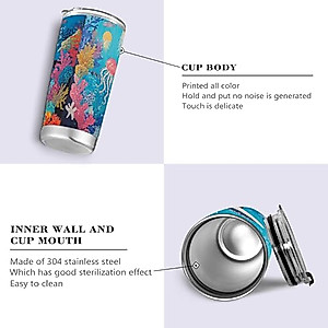 sanluoli Some Dolphin Sea Animals Blue Stainless Steel insulated water bottle with Straw Lid coffee travel mug 20oz for Home, Office or Car Aesthetic Vacuum Insulated Tumbler 20 OZ