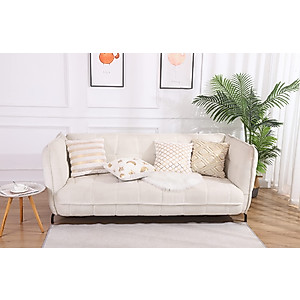 Holibeat White Moon Star Sequins Pillow Covers Fur Cushion Covers 18x18 inch Sequins DecorationThrow Pillow Cases (pack of 2)