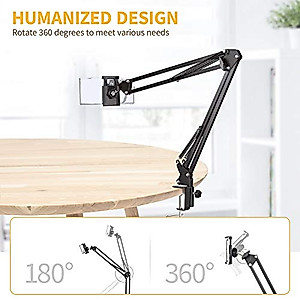 Cell Phone Holder, Phone Clip Holder Clamp for Desk,Universal Phone Stand Holder Mount Flexible 360° Rotation,Long Arm Bracket for 3.5-6.5in Phones Mobile Stand for Bed, Office, Kitchen