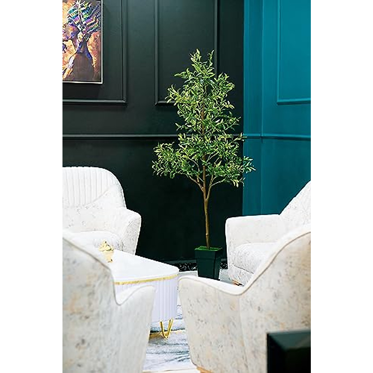 Artificial Olive Tree 6FT for Home Decor Indoor Bonus 20 ft String Light .Olive Trees Artificial Indoor Tree-Faux Olive Tree 6FT,Fake Olive Tree Faux Trees Indoor Tree,Faux Tree,Olive Tree Artificial.