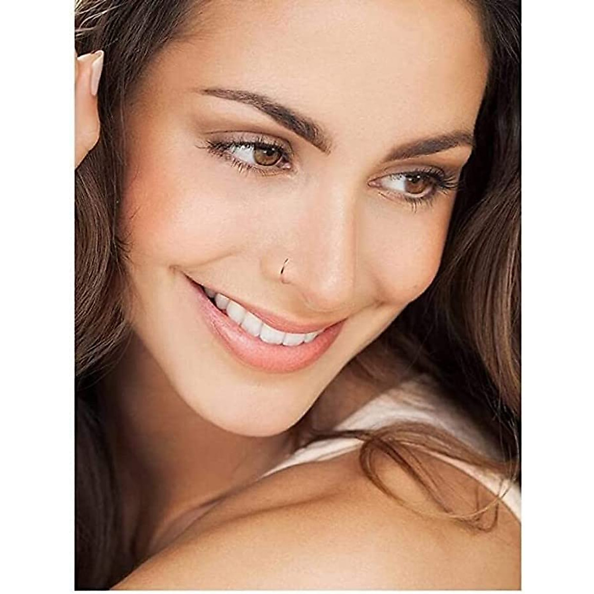 Doubyan Nose Rings Hoop 20 Gauge 8mm Nose Piercing Hoop Stainless Steel Surgical Steel Body Jewelry (20G-8mm, 9 Pcs - Black+Blue+Multicolor)