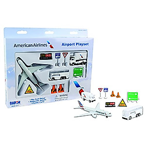 Daron American Airlines Airport Playset with Die-Cast Metal Model Airplane with Plastic Parts, Cars and Transportation Toys for Kids Ages 3+