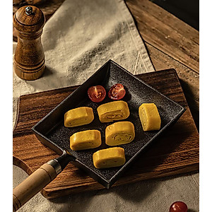 Rong Tian X Tamagoyaki Japanese Omelette Pre-Seasoned Mini Skillets Wooden Handle 9×7 Inch