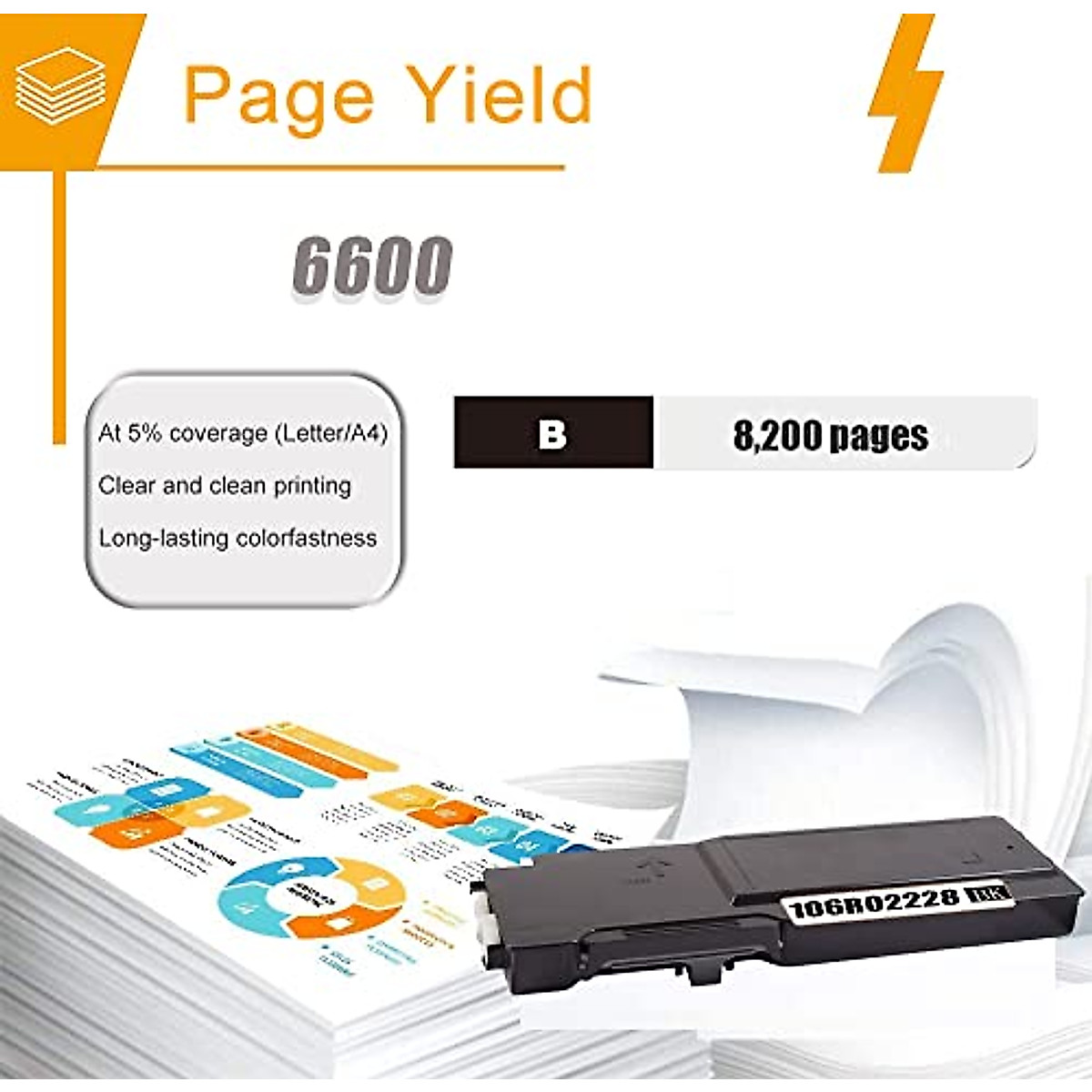 6600 Compatible 106R02228 Black Toner Cartridge Replacement for Xerox Phaser 6600 WorkCentre 6605 Printer Toner.(2Pack)