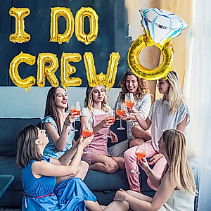 KUNGOON I Do Crew Balloons Banner,I Do Engagement Party Sign,Ring Theme Bridal Shower/Bachelorette/Wedding/Anniversary Party Supplies Decorations. (Gold)
