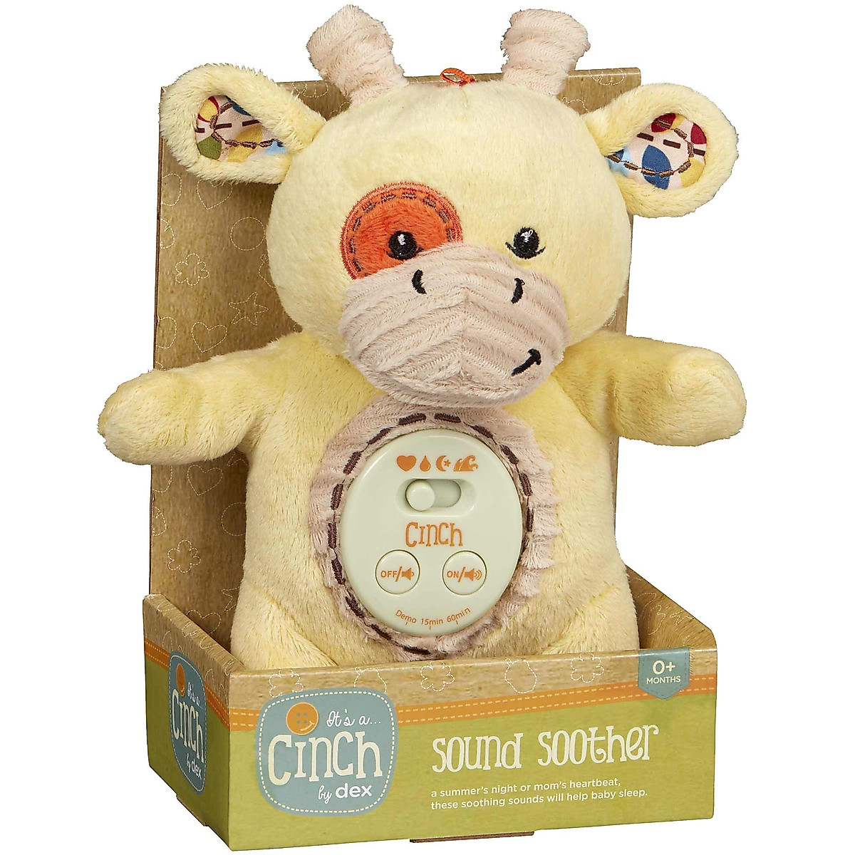 Cinch by dexbaby Plush Mini Giraffe - Sleep Aid Womb Sound Soother w/Playard and Crib Attachment