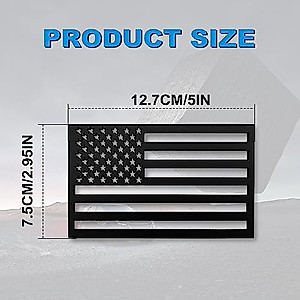 2 Pack Embossed 3D Metal All Black American Flag Emblem Decal Stickers, 4mm Thickness Acrylic Cut-Out USA Car Military Patriotic Emblem Compatible with Jeep, Trucks, RV, SUV and More