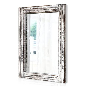AAZZKANG Wood Mirror with Frame Rustic Wall Mirror Rectangle Decorative Farmhouse Bedroom Bathroom Hanging Mirror Home Wall Decor