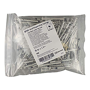Oral Syringe, Clear, 1mL, Tip Cap 100 pk
