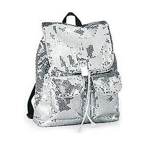 Urban Groove Sequin Dance Bag Cheer Gymnastics Pageant Travel Backpack Silver ONE SIZE