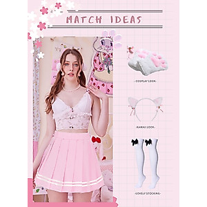 Avidlove Short Pleated Skirt Sexy Mini Skirt Cheer Skirt School Girl Skirts for Women (Pastel Pink， Large)