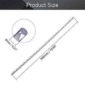Fielect Acrylic Round Rod Light Purple Twisted Line Acrylic Rod Standard Plexiglas Tolerance Lightweight for DIY 8mm Diameter 500mm Height 1Pcs
