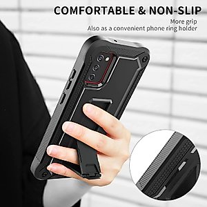 B LABS Compatible with Samsung Galaxy A02s Phone Case - Ultimate Drop Protection with Built-in Screen Protector and Kickstand (Black)
