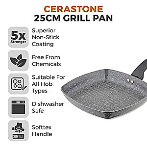 Tower T80336 Cerastone Forged Grill Pan with Non-Stick Coating and Soft Touch Handle, 25cm, Graphite