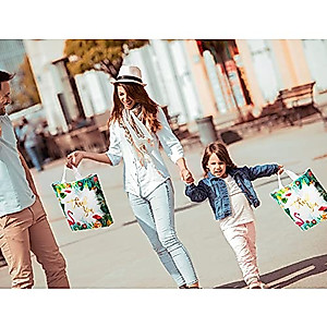 Thank You Gift Bags 50 Pieces Floral Design Gift Bags for Small Business Thank You Plastic Bags with Handles Gift Bags for Small Business Party Favor Bags Gift Wrap Bags for Wedding, 11.8 x 12.6 Inch