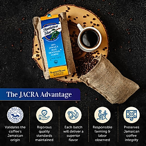 Plantation Blue 100% Jamaica Blue Mountain Coffee Medium Roasted Whole Beans (16oz)