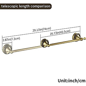 Leyden Antique Towel Bar,Adjustable Towel Holder Rod Brass Bathroom Accessories Expandable 15.2 to 27.8 Inch Vintage Wall Mount