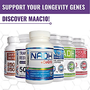 MAAC10 Trans Resveratrol 500mg Supplement (Micronized Pharmaceutical Grade 99% Pure Trans-Resveratrol Extract + BioPerine for Superior Absorption) (2X 250mg Capsules 60ct)