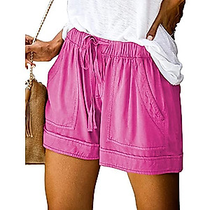 Amikadom @-399 Hot Pink Teen Girl Tie Knot Paperbag Elastic Waist Basic Shorts Oversized Pants Shorts Lounge Summer Fall 2023 Clothing SX M