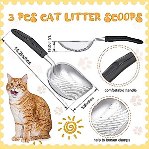 Zubebe 3 Pack Stainless Steel Cat Litter Box with 3 Pcs Cat Litter Scoop Cat Litter Box Metal Litter Scoops Never Absorbs Odor, Rustproof, Non Stick Smooth Surface (15.7 x 11.8 x 5.9 Inches)
