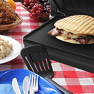 Chef Buddy Gourmet (Red) Panini Press – Sandwich Maker with Nonstick Plates – Indoor Countertop Cooking Burgers, Steak, Grilled Cheese, 9.5" x 10.5" x 3