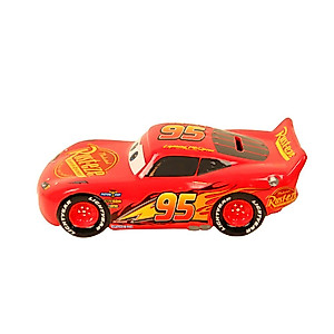 Pixar Cars Lightning McQueen Piggy Bank – Kids Ceramic Coin Bank with Rubber Stopper