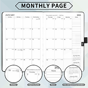 2024-2025 Planner - Planner 2024-2025, 2024-2025 Weekly Monthly Planner, July 2024 - June 2025, 5.7'' x 8.4'', Thick Paper, Leather Cover, Pen Holder, Back Pocket, Perfect Daily Organizer - Grey