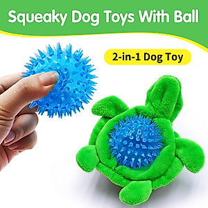 Aqezd Turtle Small Dog Squeaky Toys with Ball - Loud 2-in-1 Plush Interactive Toy, BPA-Free Rubber Core, Non-Toxic Chew Toy for Teeth Cleaning, Ideal for Small and Medium Breeds