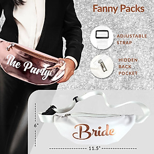 30 pc Rose Gold Bachelorette Party Favors, Accessories - Bachelorette Fanny Packs and Bride Fanny Pack - Bachelorette Party Kit with Sunglasses, Koozies, & Bridal Accessories (Rose Gold)